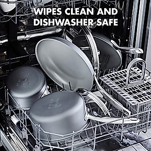 GreenPan Chatham Hard Anodized Healthy Ceramic Nonstick, 1.1QT and 2.1 QT Saucepan Set with Lids, PFAS-Free, Dishwasher Safe, Oven Safe, Gray