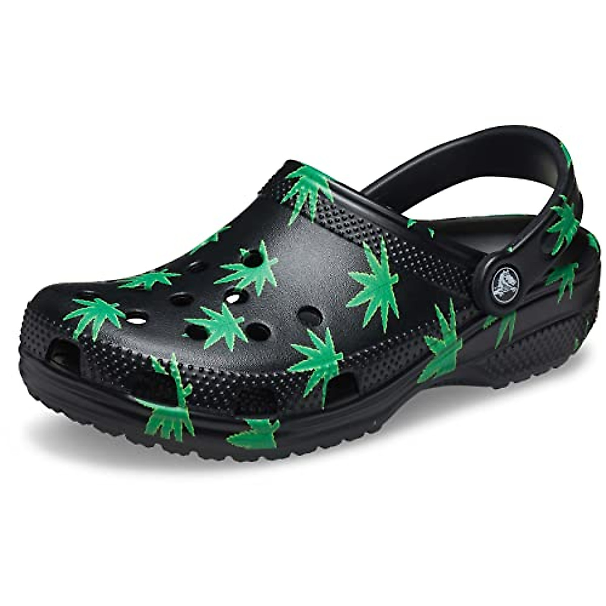 Crocs Unisex Classic Hemp Leaf Clogs, Half Baked and Weed Graphics, Black, Numeric_6 US Men