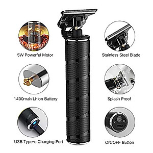 Professional Electric Pro Li Outliner Hair Clippers for Men, Cordless Rechargeable Zero Gapped Cutting t Outliner, Baldhead Beard Pro Trimmer with 4 Guide Combs