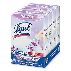 Lysol Click Gel Automatic Toilet Bowl Cleaner, Gel Toilet Bowl Cleaner, For Cleaning and Refreshing, Lavender Fields, 6 Applicators