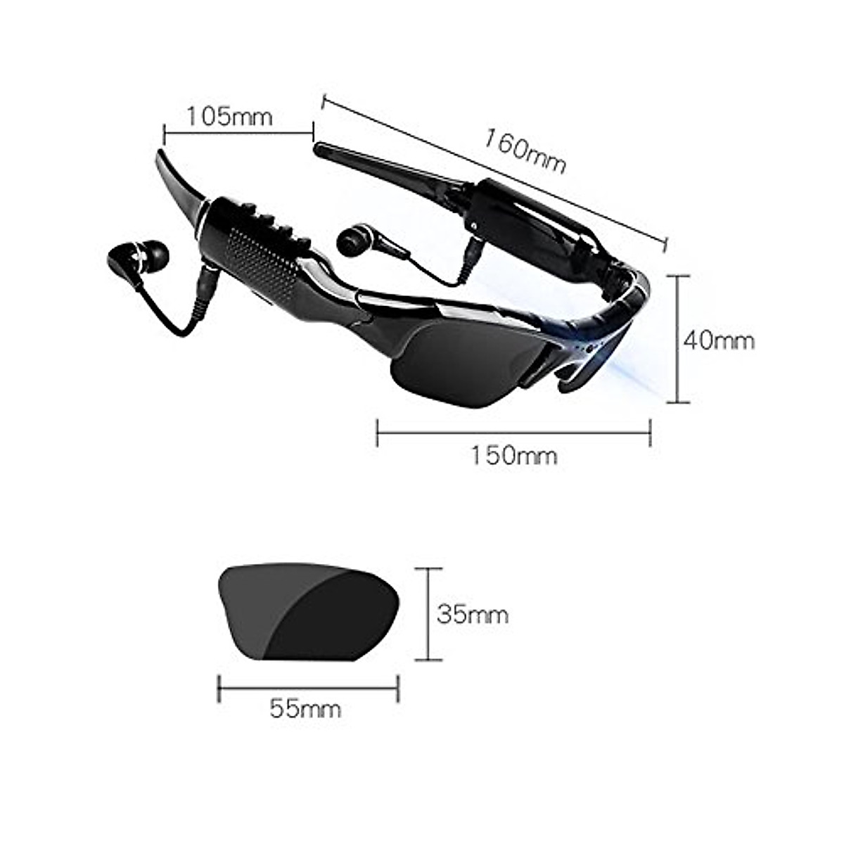 Smart Bluetooth Glasses Headset ，with Video Wireless Night Vision Polarized Sunglasses, Multi-Function Men's Bluetooth Headset ZDDAB