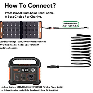 MJPOWER 20Ft Jackery Extension Cable 14AWG 6M 8mm DC Power Plug fit Between Jackery SolarSaga 100W/60W Solar Panel and Jackery Portable Power Station Explorer 1000/880/500/300/240/160 Solar Generator