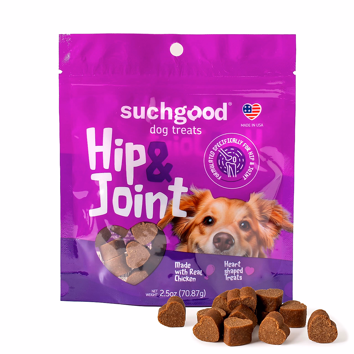 SuchGood Hip and Joint Dog Treats - 70 Count Advanced Joint Support Chews for All Breed Sizes, Premium Glucosamine and Chondroitin for Dogs - (Chicken Flavor, 2 Pack)