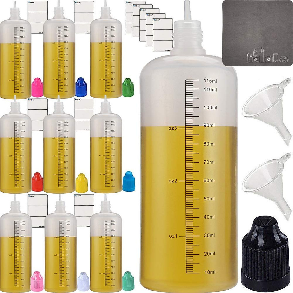 HUIZHU 10pcs Empty 120ml PE Unique Dropper Bottle DIY Liquid dispensor Bottle Liquid Refill Bottle Liquid applicator Bottle Liquid dispensor (Mixed Colors, 120ml x 10pcs)