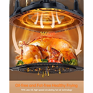 FABULETTA 6.5QT Large Air Fryer, Air Fryers Clear Window With Washable Basket, 10-in-1 Presets Functions For Crisp, Roast, Bake and Reheat, Auto Shut-off, Nonstick & Free Recipes & Easy Meals Airfryer