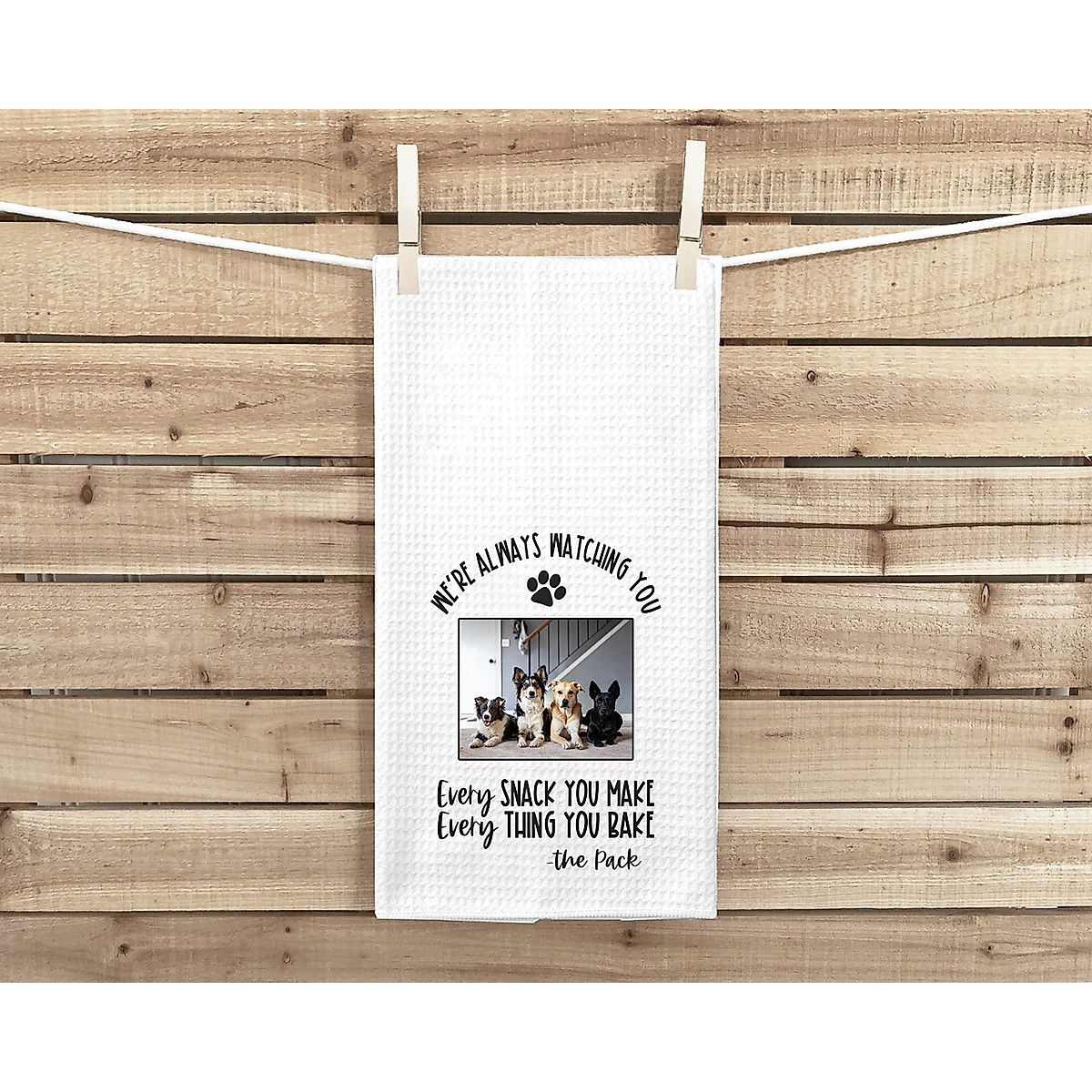 The Creating Studio Customized Dog or Cat Kitchen Towel, Add Your Photo Personalized Dog or Cat Owner Gift, Always Watching You Kitchen Towel, Hostess Gift