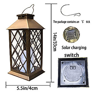 nanzhujin Solar Lantern Outdoor, Garden Hanging Lantern- PVC Waterproof 3 LED Flickering Flameless Candle Decorative Lights for Table,Outdoor,Party, 00-1, Copper