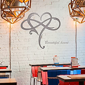 Infinity Heart Metal Wall Decor, Unique Infinity Heart Wall Decor Love Sign Plaque Steel Art Geometric Bedroom Ornaments Cut Out for Home, Wedding Decor (15.7x13.7in, Silver)