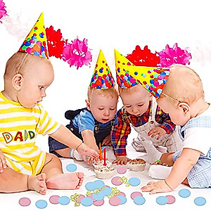 440 Pcs Glitter Gender Reveal Paper Confetti Round Paper Confetti Pink Blue Table Confetti Gold Letter Confetti Double Side Print Party Confetti for Baby Shower Gender Reveal Party (Classic Style)