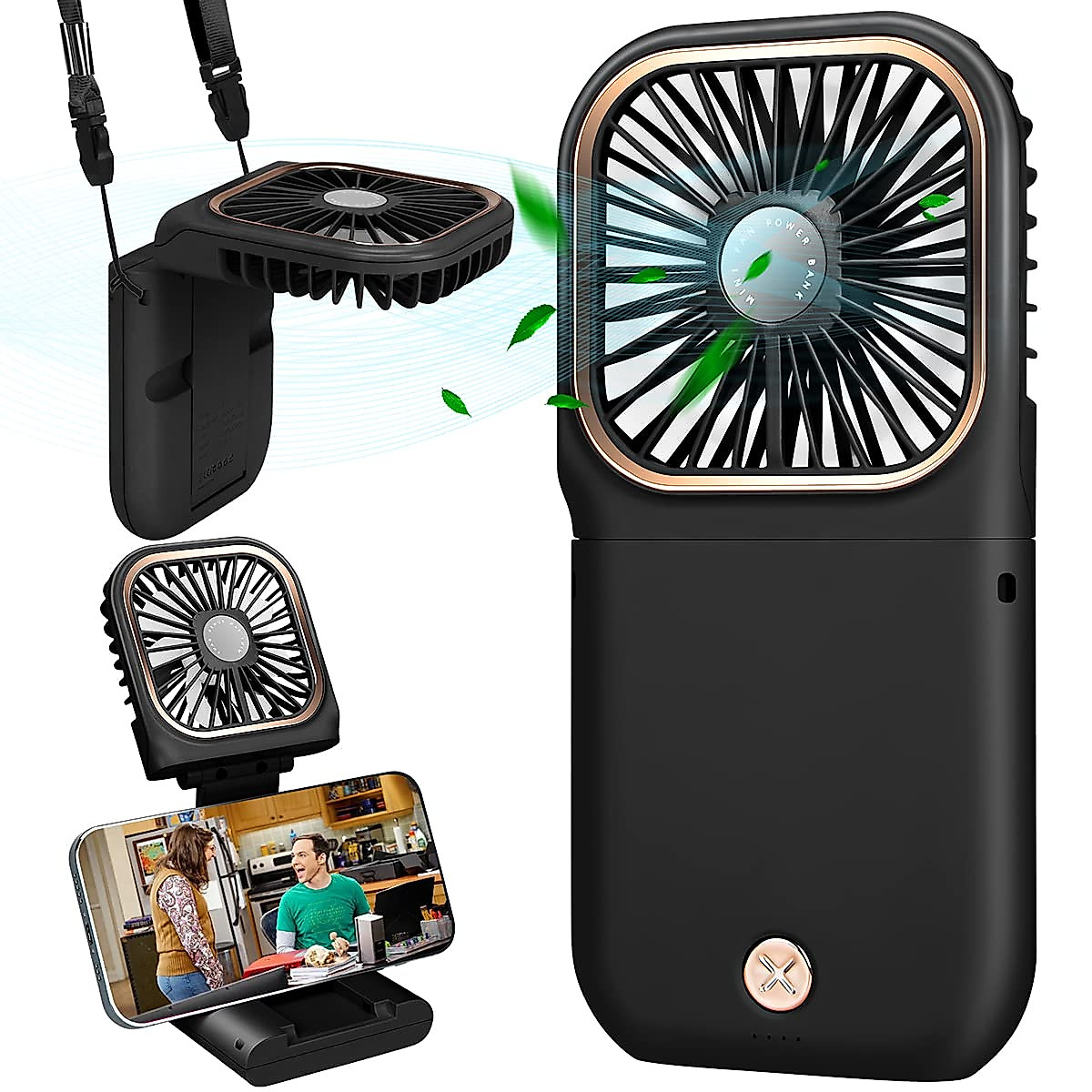 DAVID ROCCO Handheld Fan Mini Portable Fan, 2022 Upgrade Small Personal Fan with 3 Speeds Neck Fan Rechargeable Portable Fan, Good for Travel Home Office School Queue