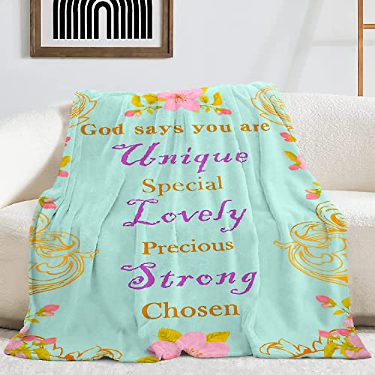 Simplive Christian Gifts for Women Religious Gifts 50x60 inch Throw Blanket with Inspirational Thoughts and Prayers-Religious Throw Blanket Catholic Gifts Birthday Gifts Spiritual Gifts for Women