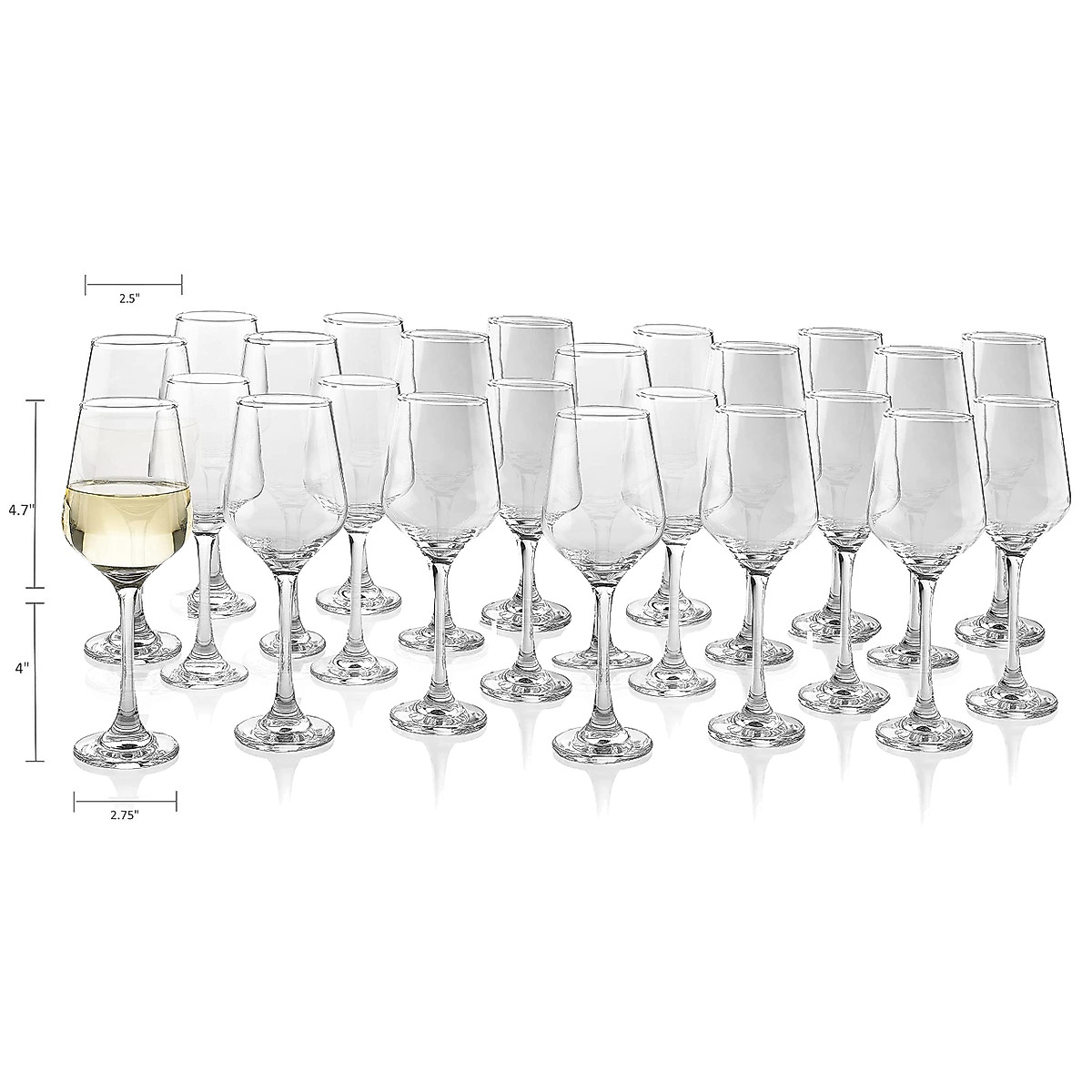 BULK 24 Premium Wine Glasses 14 Ounce - Clear Classic Wine Glass with Stem - Great For White And Red Wine - Elegant Gift For Housewarming Party