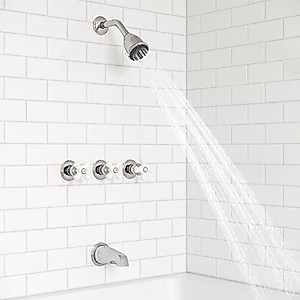 Pfister LG01-8CPC 3 Tub & Shower Faucet with Metal Cross Handles, Combo-Chrome/White Porcelain