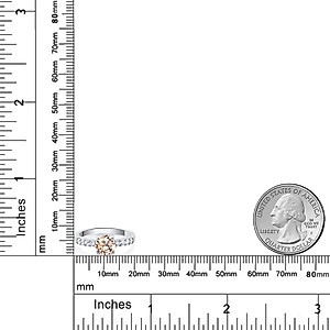 Gem Stone King 0.84 Ct Round Peach Morganite Rhodium Plated Ring (Size 9)