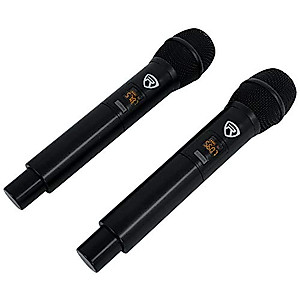 Rockville RKI65BT Dual UHF Wireless Microphones+Bluetooth Karaoke Mic Interface, Black