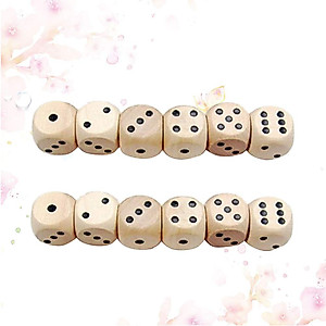 Tomaibaby 10pcs Wooden Playing Dice Set Dice Six Sides Durable 16mm Wooden Dice Indoor Outdoor Board Games for Adults and Family
