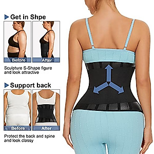 OLIOMES Women Waist Trainer Corset Sauna Trimmer Belt Slim Belly Band Tummy Wrap Sport Girdle Workout Cincher Body Shaper Black