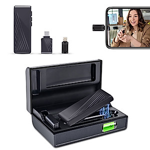 TERLAD Wireless Lavalier Microphone for iPhone with Charging Case, Noise Reduction Lapel Mic for iPhone, iPhone Microphone for YouTube/Facebook/Live TikTok, Compatible with Type-C, Plug-Play Auto Sync