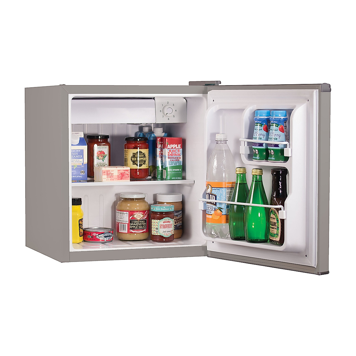 BLACK+DECKER BCRK17V Compact Refrigerator Energy Star Single Door Mini Fridge with Freezer, 1.7 Cubic Ft., VCM, Silver & EM720CB7 Digital Microwave Oven with Turntable Push-Button Door, Child Safety