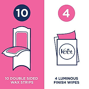 Veet Hair Removal Wax Strips- Botanic Inspirations Easy- Gelwax Technology, Sensitive Formula Hair Remover Wax Strip Kit with Argan Oil, 20 wax strips with 4 wipes (Pack of 3)