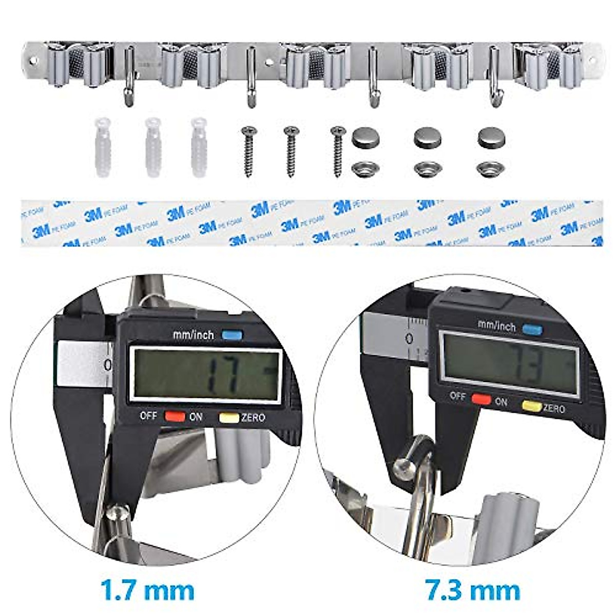 Saxhorn Broom Holder Wall Mount, Mop Holder Organizer Wall Mounted Broom Hanger for Home, Kitchen, Garden, Garage, Laundry Room Organization and Storage(5 Racks 4 Hooks)