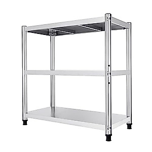32"×16" Stainless Steel Table, Heavy Duty Stainless Steel Table for Prep, Shelf Organizer Kitchen Storage Shelves Garage Shelves, Commercial Kitchen Work Table for Restaurant, Home and Hotel, Silver