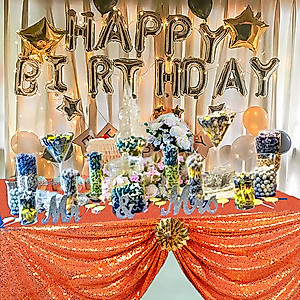 Partisout Orange Tablecloth Square 50x50 Sequin Tablecloths for Rectangle Tables Christmas Tablecloth Halloween Table Overlay Sparkle Table Cloths for Parties(50x50'', Orange)