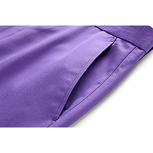 Mens Pants Slim Fit Solid Color Skinny Trousers Classic Dress Business Wedding Suit Pants US Size 32 Lavender