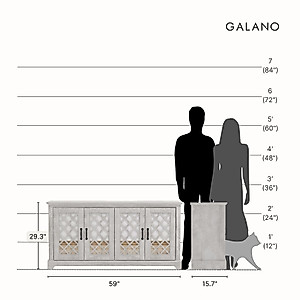 Galano Millicent 65 Inch TV Stand with Storage, Entertainment Center for Living Room, Boho Decor, Cabinet Organizer, 15.7" D x 59.1" W x 29.3" H, Dusty Grey Oak