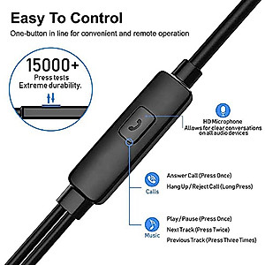 Headphones for iPhone with Microphone, Volume Control and Noise Isolation - Compatible with iPhone 14/13/12/11/7/8/8plus X/Xs/XR/Xs max/pro/se - Supports All iOS Systems（Black）!