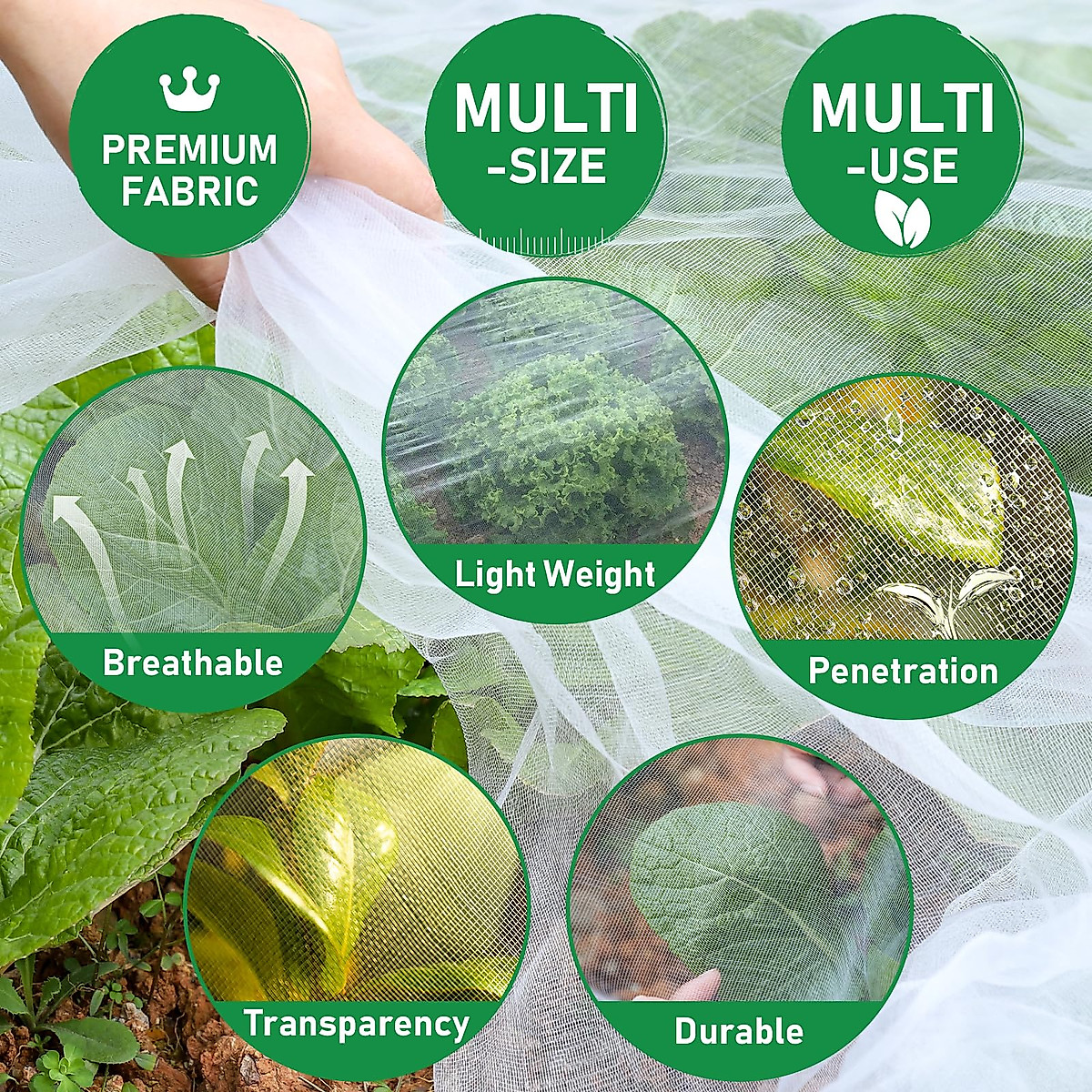 10 * 30FT 2 Pack Garden Netting Mesh Barrier, Ultra Fine Plant Netting for Garden Protection, Fruit Tree Netting for Blueberry Bushes, Row Covers for Vegetables, Mosquito Netting for Patio