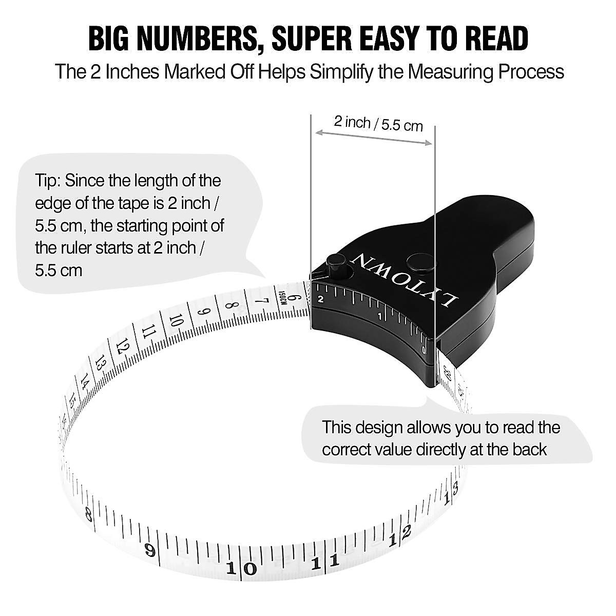 2PCS Tape Measure Body Measuring Tape 60inch (150cm), Retractable Measuring Tape for Body Measurement & Weight Loss, Accurate Body Tape Measure for Fitness, Tailor, Sewing, Handcrafts, Clothes