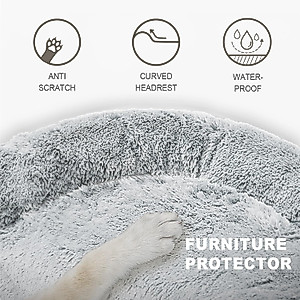 Tinaco Luxurious Calming Bed Mats, Washable Removable Couch Cover, Plush Long Fur Mat for Pets, Waterproof Lining, Perfect for Small, Medium and Large Dogs and Cats (Gradient Gray, L)