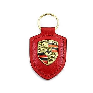 GENUINE Porsche Crest Keyring Red