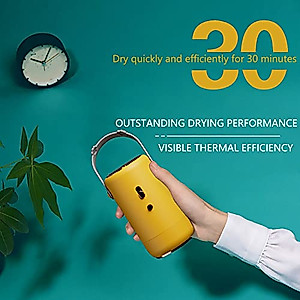 TLAXQLLG Mini Dryer, Portable Clothes Dryer, Mini Travel Dryer Machine with Big Clothes Bags and Warm Shoe Expansion Tube for Apartments Travel (Yellow_1)