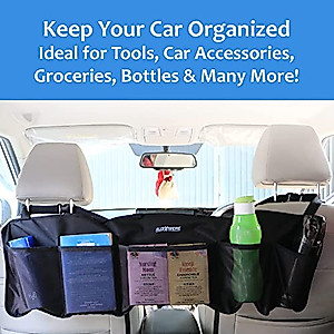 IT-08 Trunk Organizer Backseat Large Anti-slip Storage Hanging Utility Tool Space Saver Bag for Cars, SUVs & Trucks (Black)