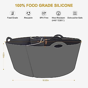 Silicone Slow Cooker Divider Insert for 7 QT Oval Slow Cooker, Reusable and Leakproof Silicone Slow Cooking Divider Liners, Non Stick, BPA Free, Dishwasher Safe, 7 Quart