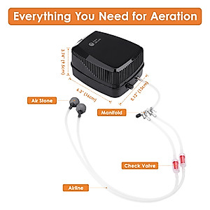 AquaMiracle Aquarium Air Pump 160GPH 0.02MPa 5W Quiet Fish Tank Air Pump Aquarium Bubbler Hydroponics Air Pump Oxygen Pump Pond Aerator for up to 300 Gallon Water