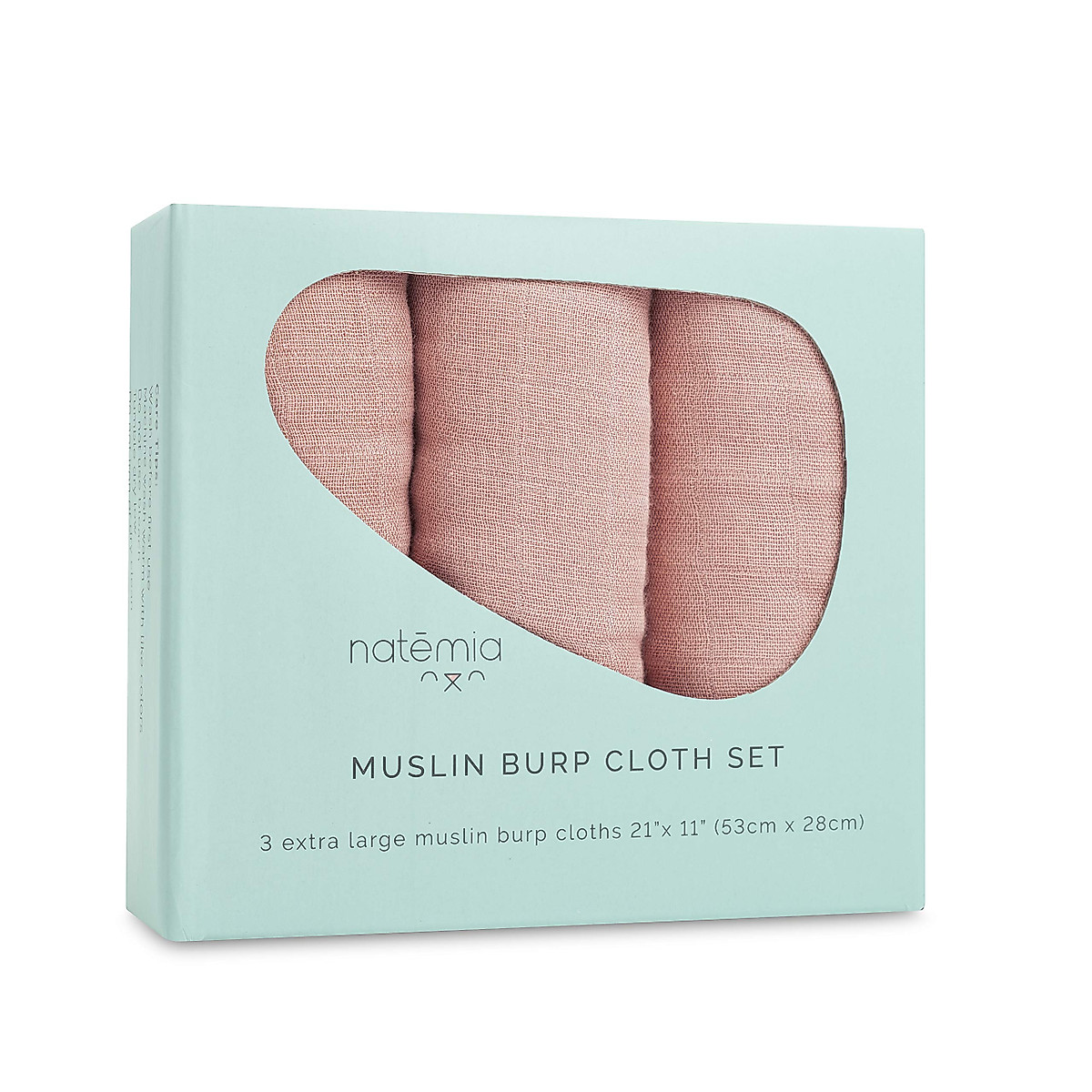 Natemia Muslin Baby Burp Cloths | Large 21”x11” Size | Super Absorbent and Ultra Soft Washcloths | 6-Layer Design | 3-Piece Gift Set