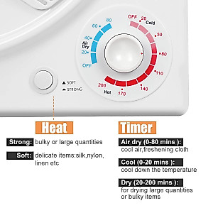 CTT 13 Lbs /3.5 Cu.Ft. Electric Compact Portable Clothes Dryer, 1500W Laundry Dryer With Stainless Steel Tub, 110-125V White