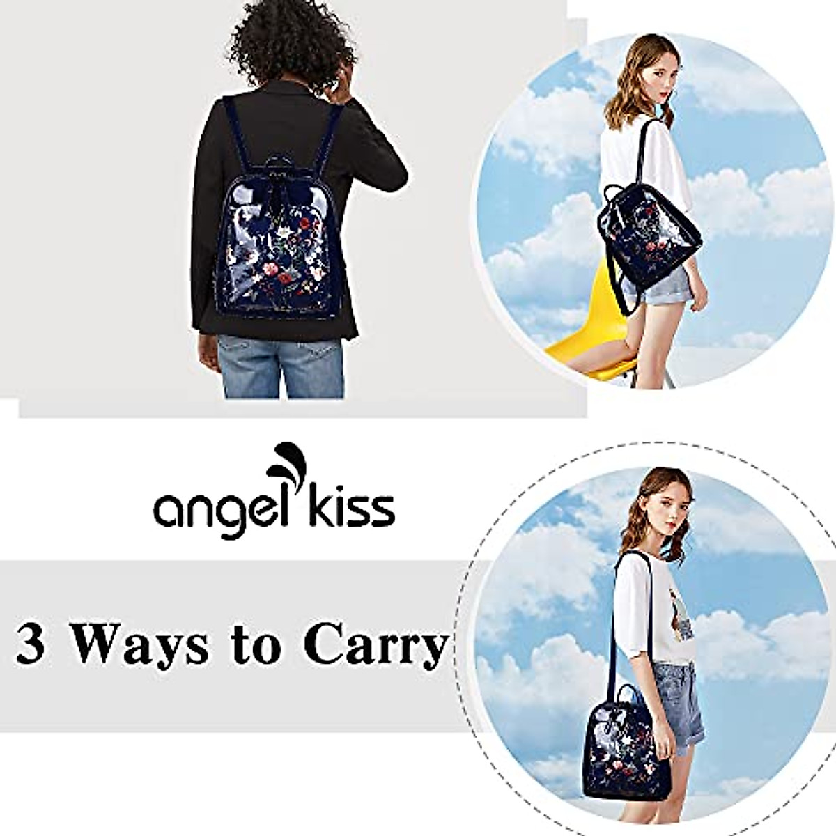 HuxFam Mini Backpack for Women Angelkiss Ladies Fashion PU Leather Backpack Purses Anti Theft Cute Bookbag Womans Small Back Packs