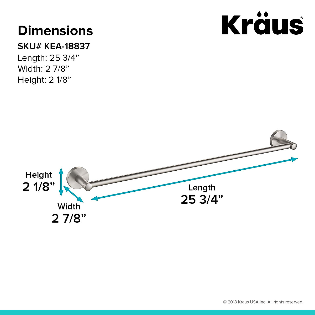 Kraus C-KEA-188BN Elie 4-Piece Bath Hardware Set with 24-inch Bar, Paper Holder, Towel Ring and Robe Hook, Brushed Nickel