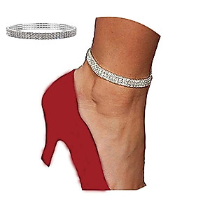 Kiokioa Charm Anklets For Women Crystal Rhinestone Stretch Tennis Anklet Elastic Anklet