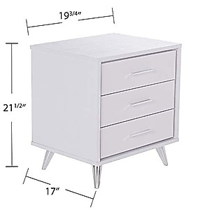 Southern Enterprises Oren Bedside Table w/Drawers Nightstand, White