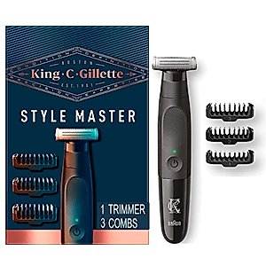 King C. Gillette Beard Trimmer for Men, Includes 1 Cordless Style Master Trimmer with One 4D Blade and 3 Interchangeable Combs, Waterproof