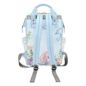 Yeshop Cute Sea Ocean Animal Personalized Diaper Bag Backpack Tote with Name Custom Travel Nappy Mommy Bag Backpack for Baby Girl Boy Gift 10 83inch 6 69inch 15inch