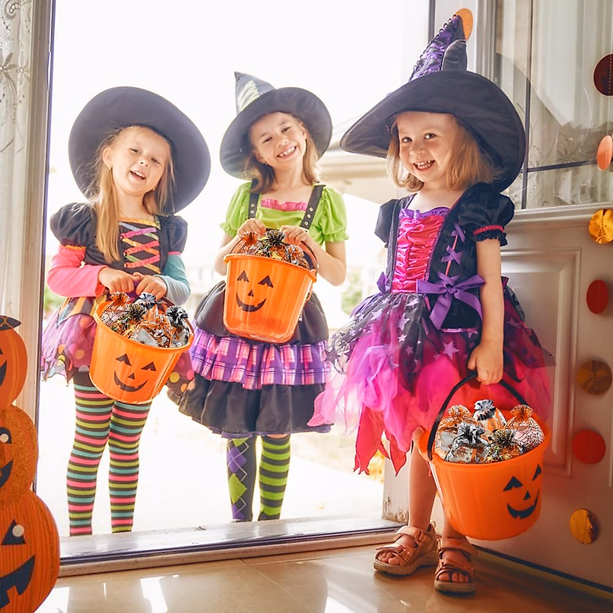 Shintop 100pcs Halloween Organza Treat Bags, 4x6inch Small Goodie Bags Drawstring Candy Bags Mesh Gift Pouches for Candies Trick or Treat