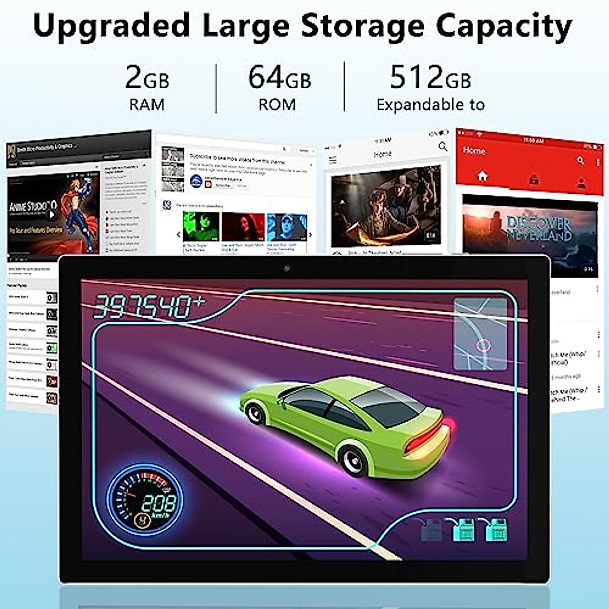 Android 11 Tablet 10.1 Inch Tablets, 2023 Upgraded 2 in 1 Tablet with Keyboard, Include Mouse/Case/Stylus/Tempered Film, 4GB RAM+64GB ROM(Max 512GB), 8MP Camera 6000mAh Battery 10" FHD Android 11 Tab