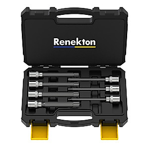 Renekton Torx Star Bit Socket Set,1/2" 3/8" 1/4" Drive, T8 - T70, S2 and Cr-V Steel,13 Pieces