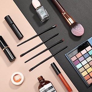 12 Pieces Eyeliner Eyebrow Brush Fine Angled Eyeliner Brush Slanted Eyeliner Makeup Brush Slant Tip Brushes Thin Slanted Flat Angle Brush Artificial Bristles Eyebrow Brushes for Cosmetic (Black)